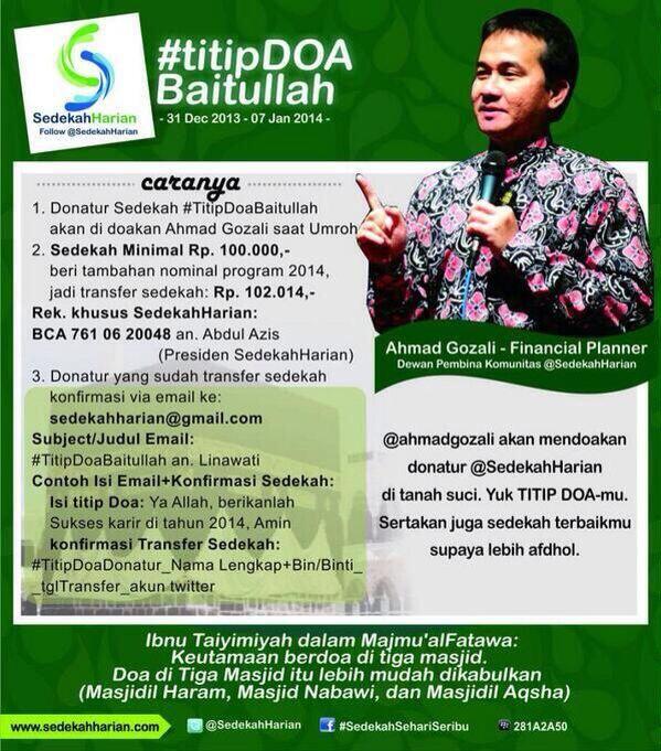 Cercaan Twitter hari ini: Nitip doa harus bayar Rp 100.000